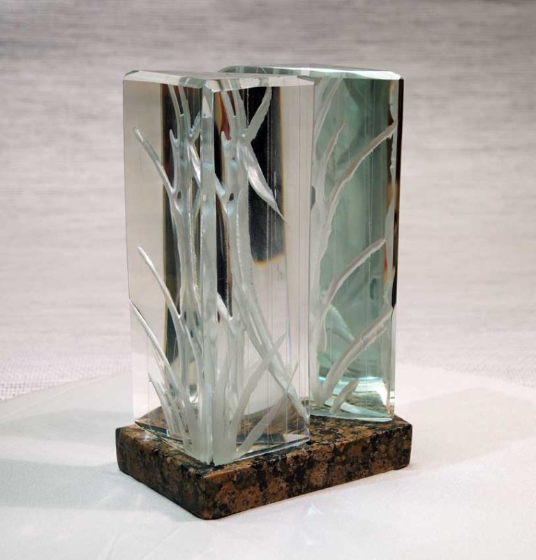 sculptures de verre de Christian Herry sur le theme de la nature